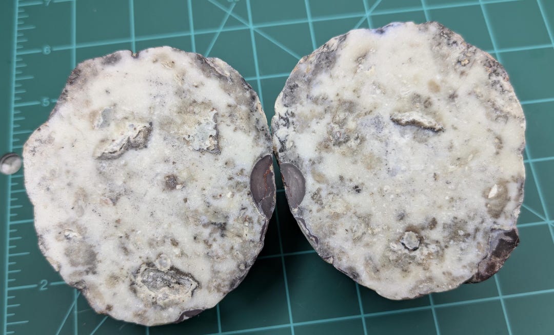 Polished Los Choyas Geode Half-cut Pair — 783g White Polished Geode Set ...