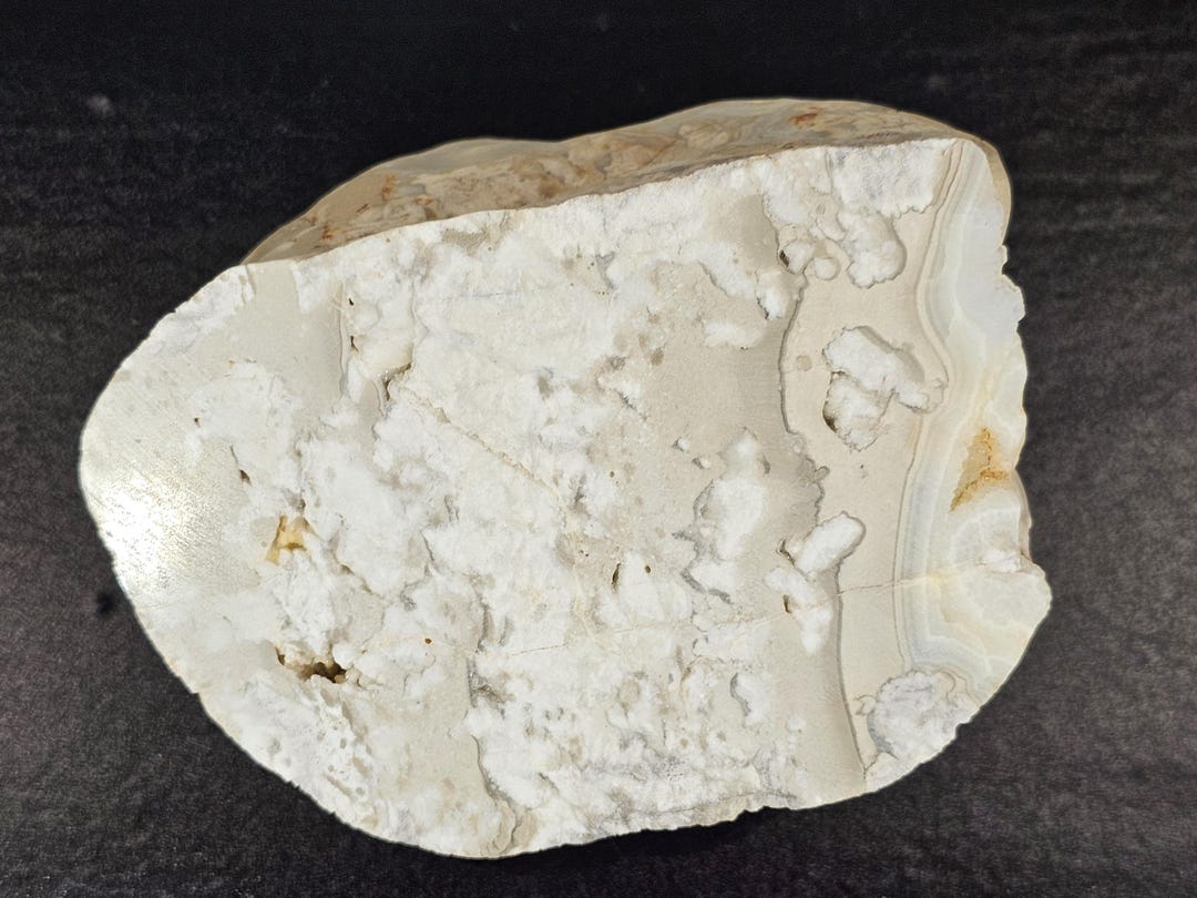 Half Cut White Chalcedony Stone With Missouri Druzy Lace Agate - Etsy