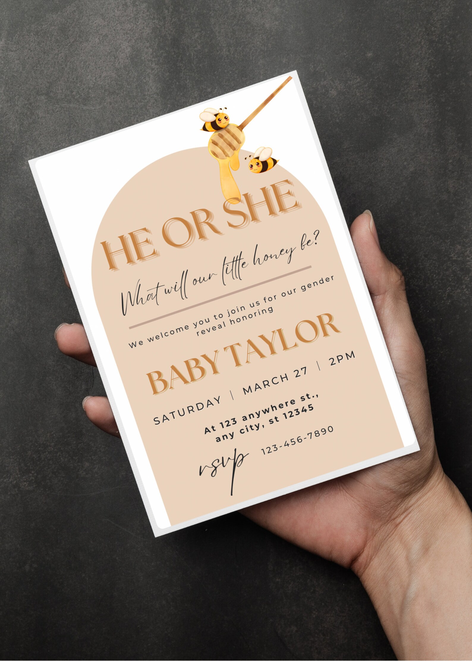 Honey Bee Gender Reveal Invitation (editable Template) - Etsy
