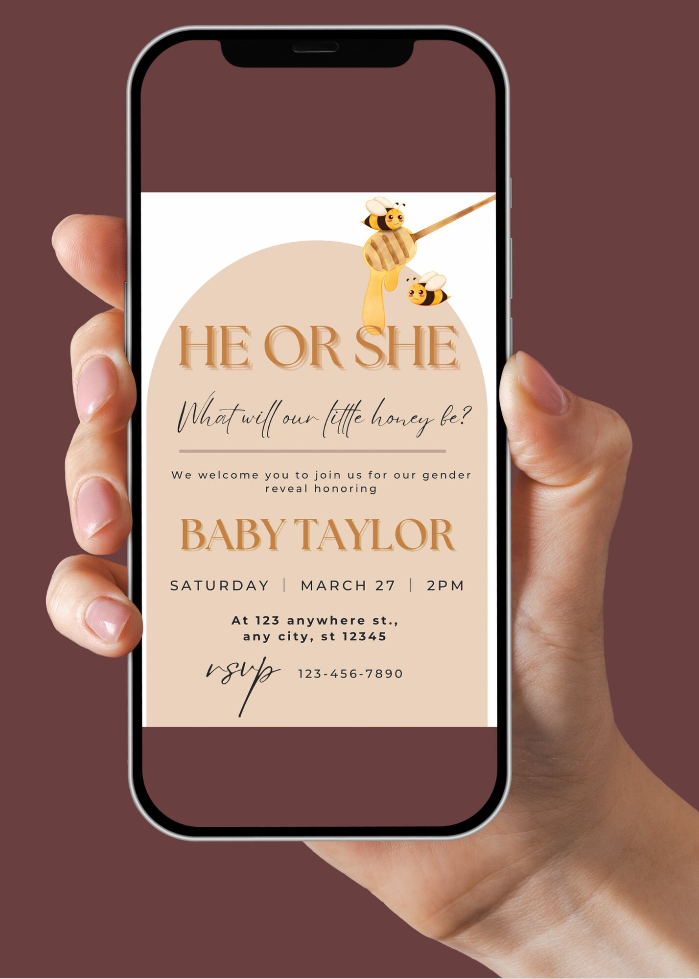 Honey Bee Gender Reveal Invitation (editable Template) - Etsy