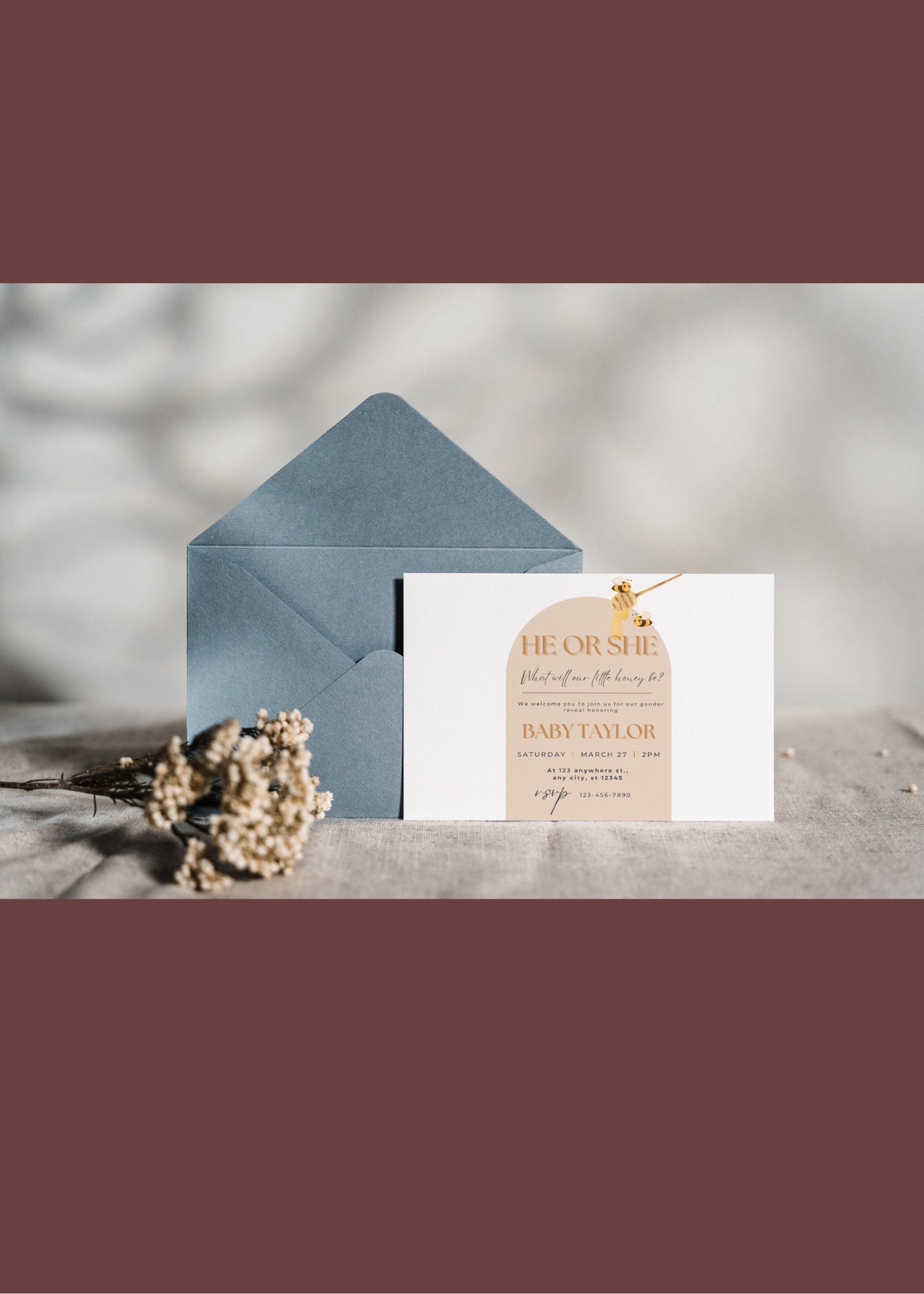 Honey Bee Gender Reveal Invitation (editable Template) - Etsy