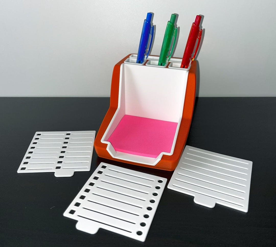 Sticky Notes Organizer STL/3MF Files: Desk Organizer With Stencils ...