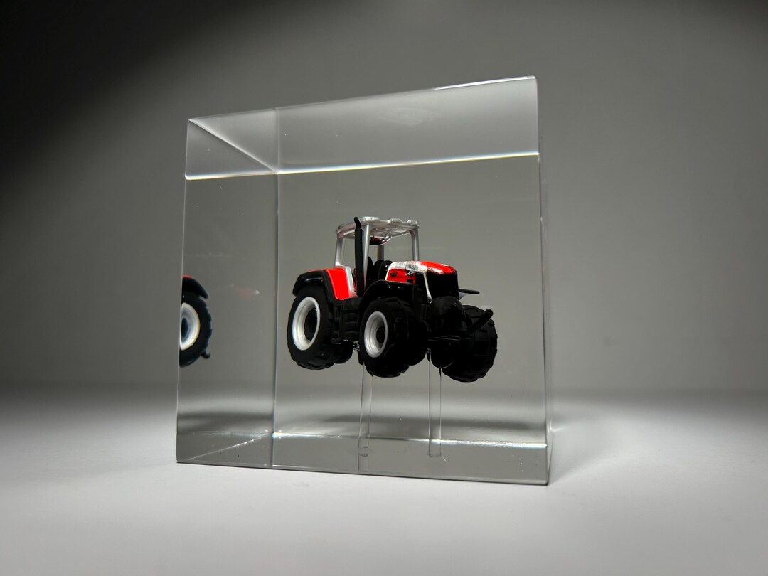 Miniature Red Tractor in Resin Rustic Decor for Collectors and Farming ...