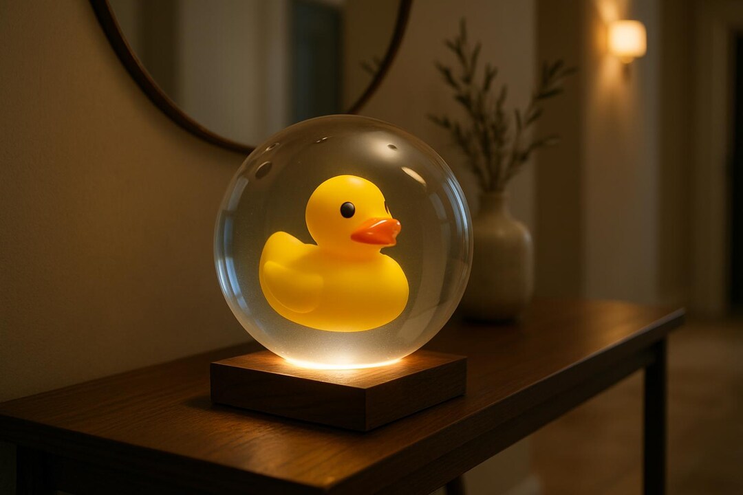 Wednesday-inspired Duck Resin Sphere Lamp: Ledlit Wood Base ...