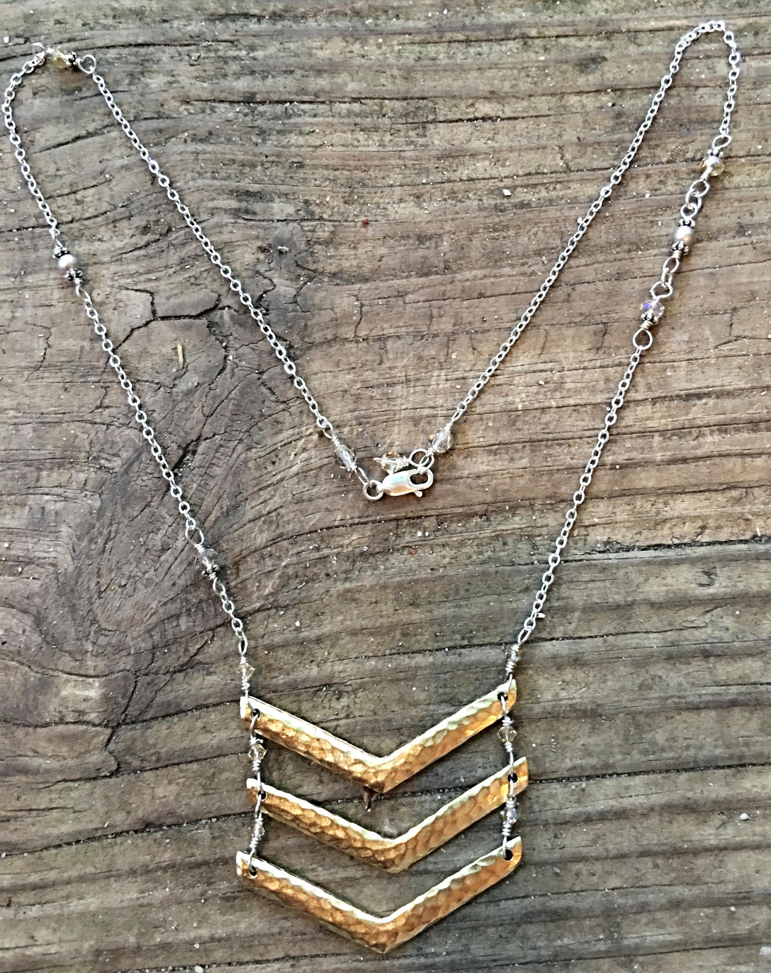 Classic Wide Chevron Ladder Necklace Hand Linked Boho Mermaid Geometric ...