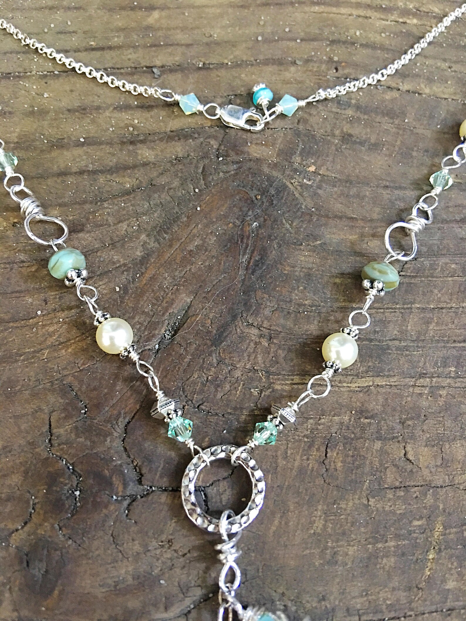 Sea Glass Y-chain Necklace With Hand-wrapped Authentic Beach - Etsy