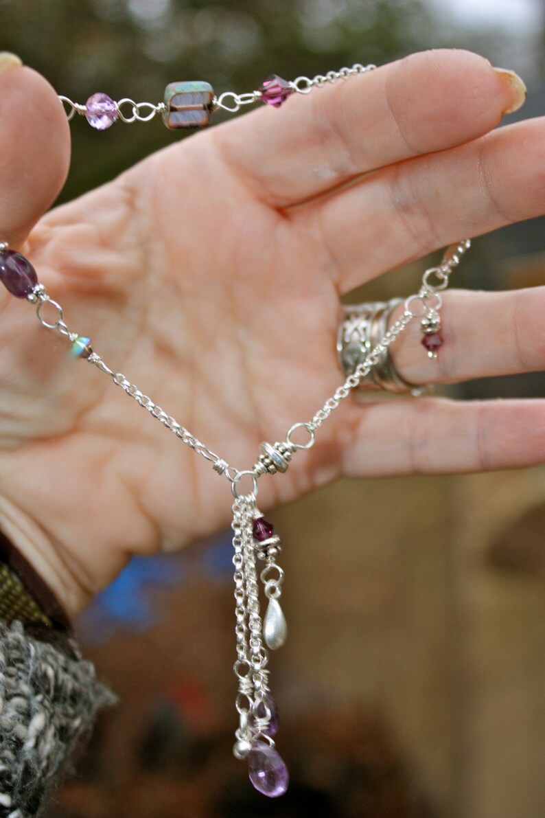 Raining Gems Beaded Chain Anklet With a Cascade of Chain and Gems ...
