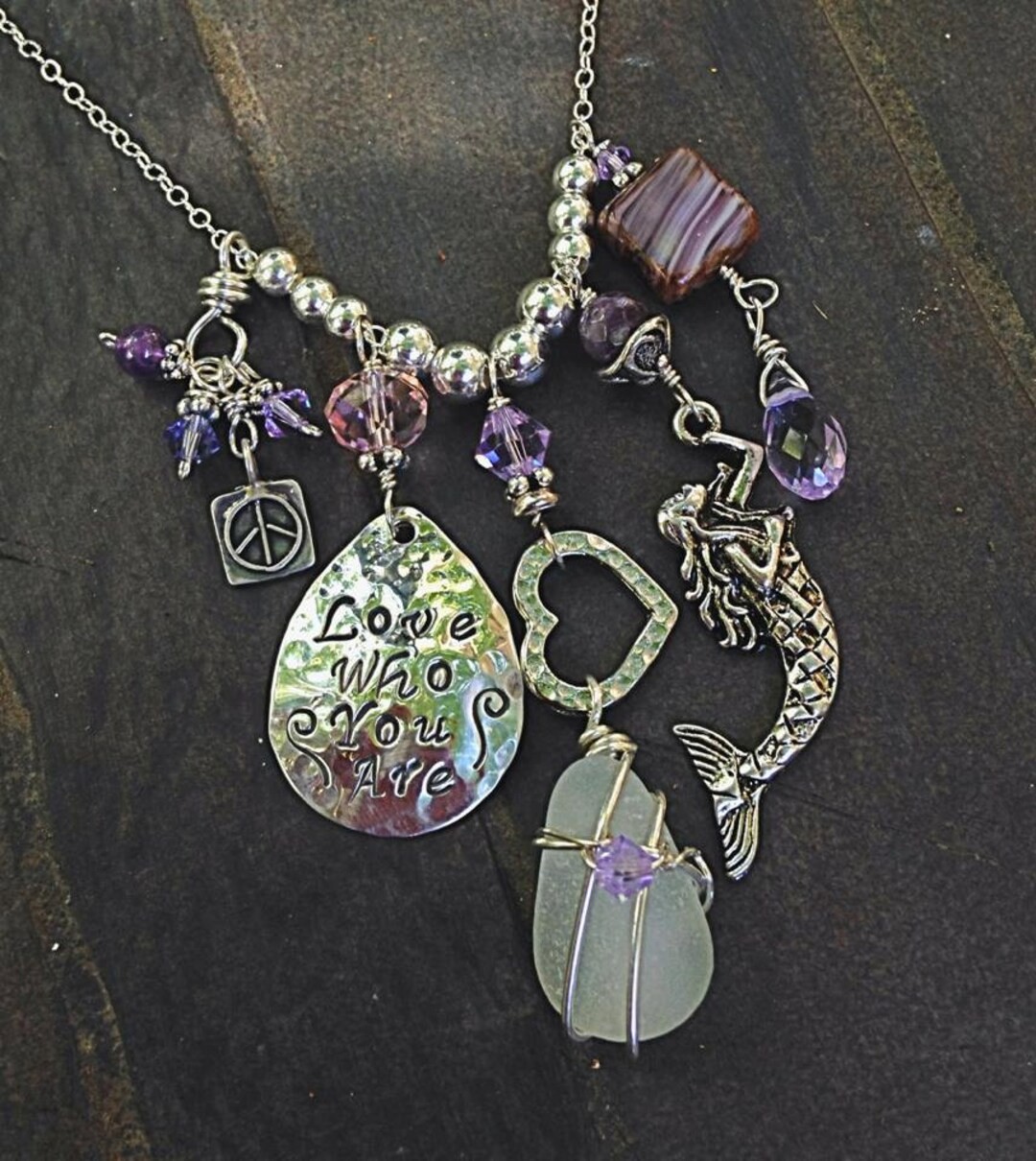 Love Who You Are Charmed Chain Necklace - Etsy