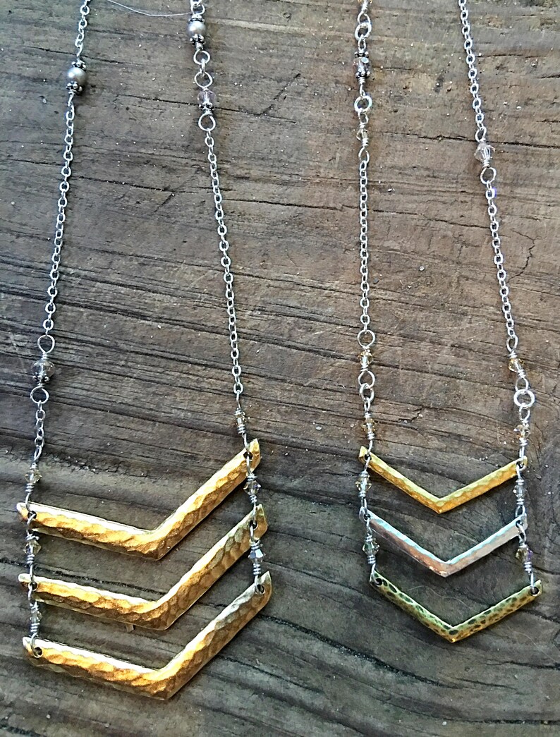 Handmade Chevron Ladder Necklace – Mixed Metal Boho Jewelry - Etsy