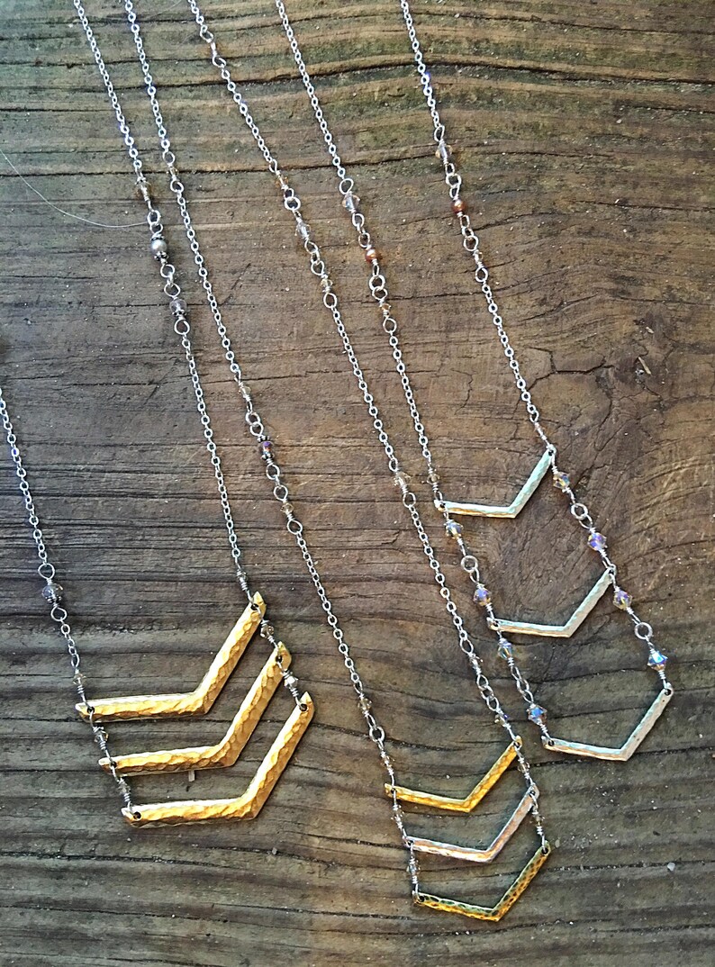 Handmade Chevron Ladder Necklace – Mixed Metal Boho Jewelry - Etsy