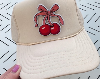 Cherry Bow Trucker Hat,trendy Trucker Hat, Women's Trucker Hat, Patch Hat - Etsy