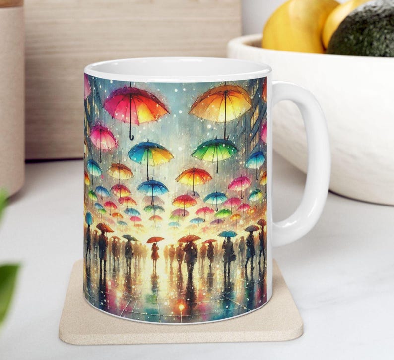 Umbrella Coffee Mug, Umbrellas Floating Coffee Mug, Umbrellas in Sky ...