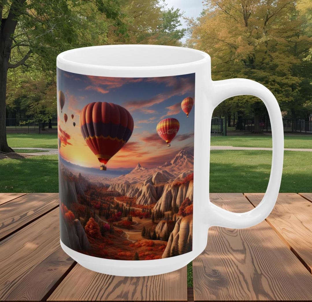 Hot Air Balloon Coffee Mug, Hor Air Balloon Coffee Cup, Hot Air Balloon ...