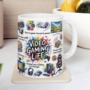 Video Gaming Life Coffee Mug, Video Gaming Coffee Cup, Video Game ...