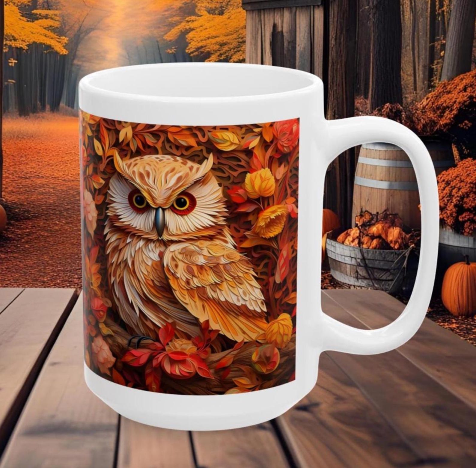 Owl Coffee Mug, Owl Coffee Cup, Owl Lover Mug, Owl Lover Gift, Artistic ...