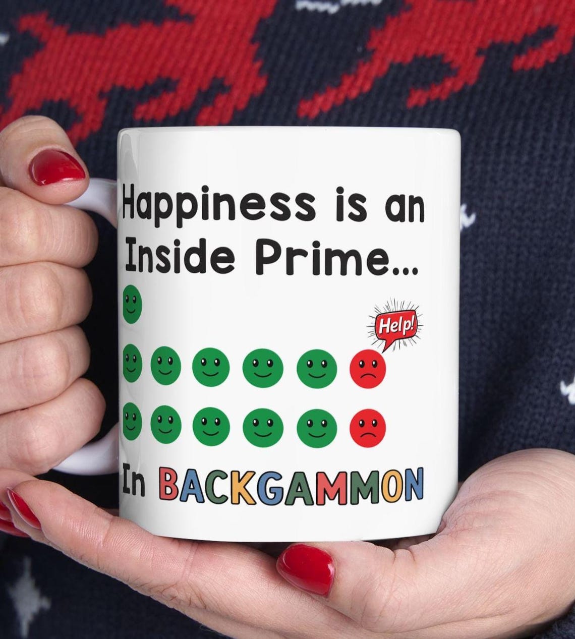 Happiness is an Inside Prime in Backgammon Mug, Funny Backgammon Mug ...