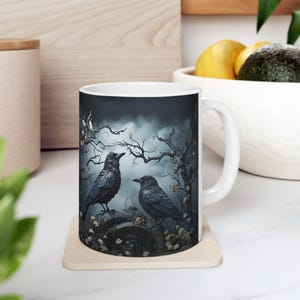 Gothic Crow Coffee Mug, Gothic Raven Mug, Halloween Mug, Murder of ...
