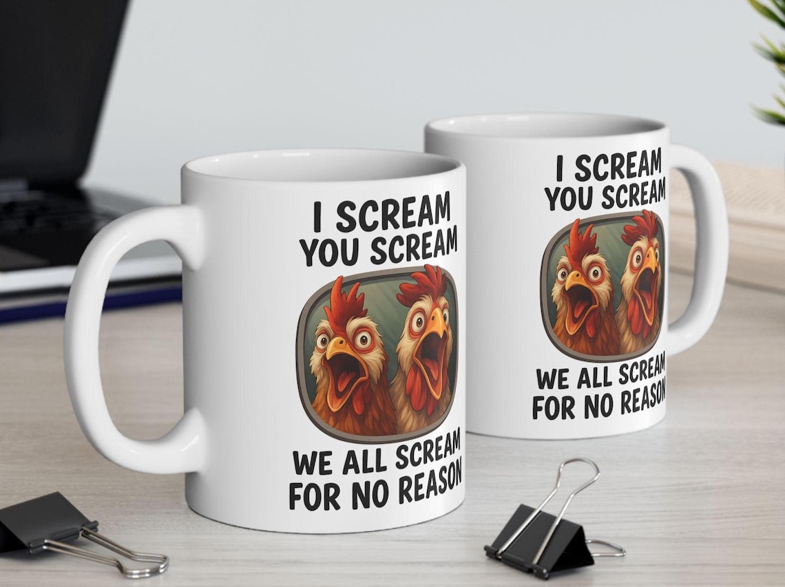 I Scream You Scream Coffee Mug, Funny Rooster Coffee Mug, Roosters ...