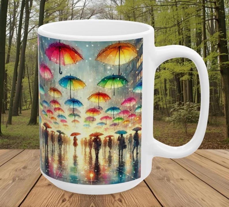 Umbrella Coffee Mug, Umbrellas Floating Coffee Mug, Umbrellas in Sky ...