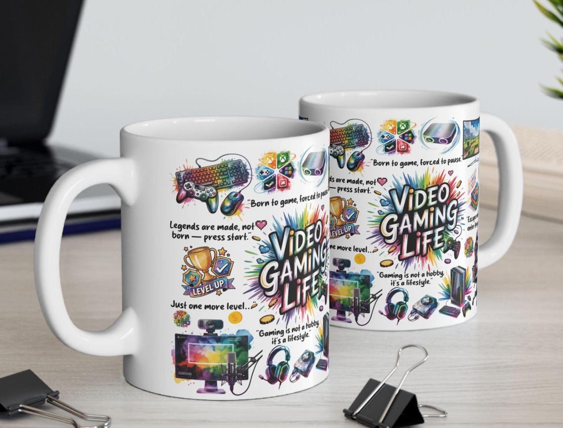 Video Gaming Life Coffee Mug, Video Gaming Coffee Cup, Video Game ...