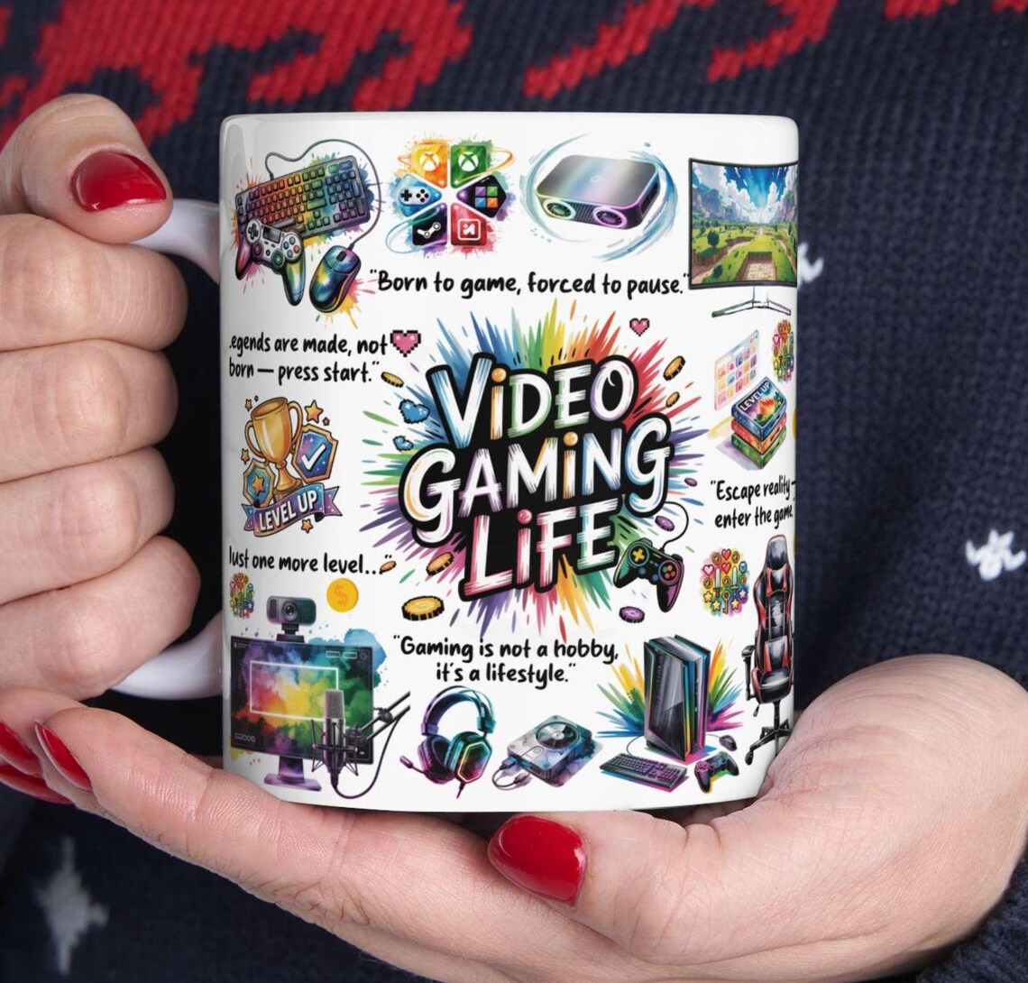 Video Gaming Life Coffee Mug, Video Gaming Coffee Cup, Video Game ...
