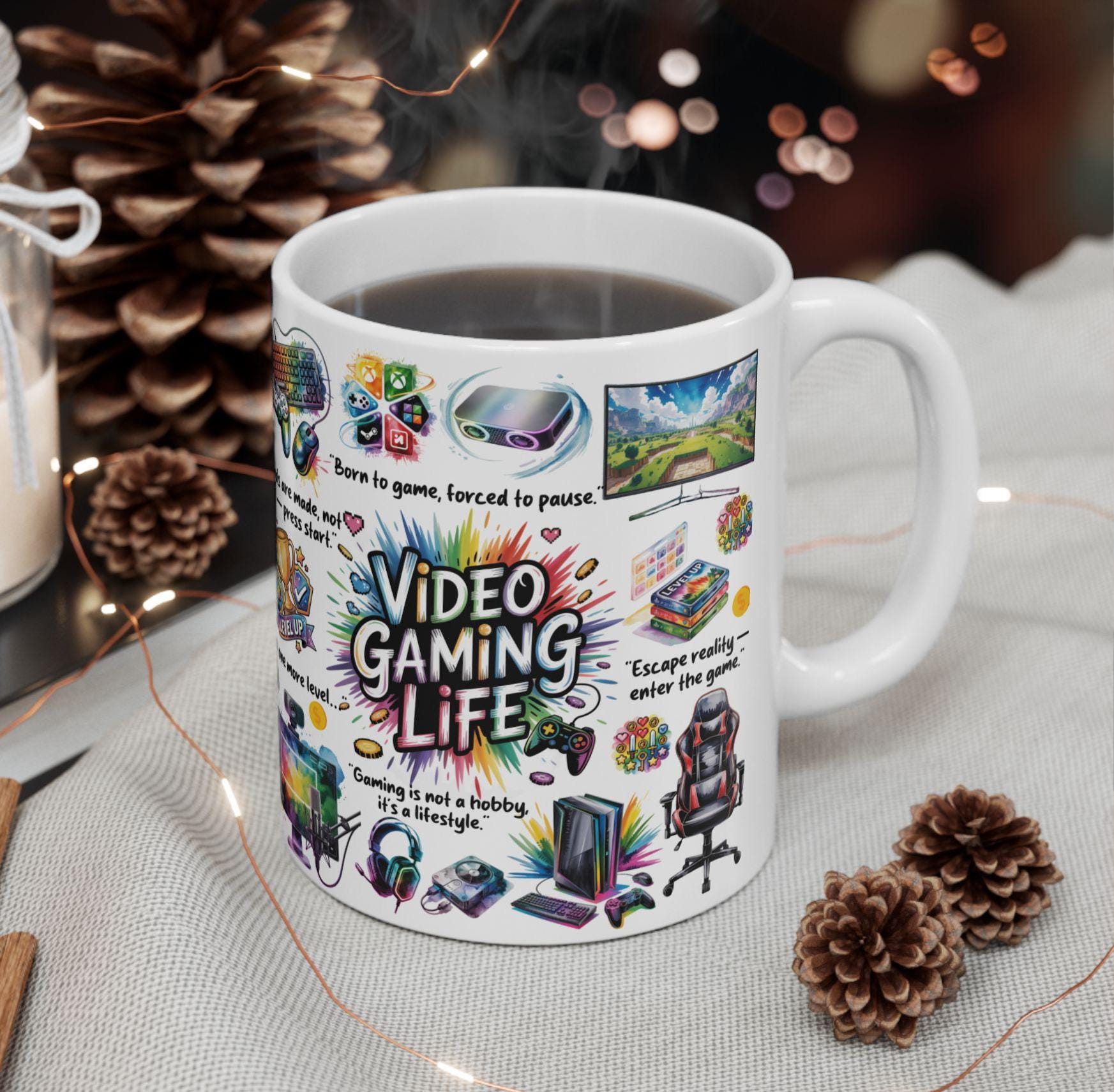 Video Gaming Life Coffee Mug, Video Gaming Coffee Cup, Video Game ...