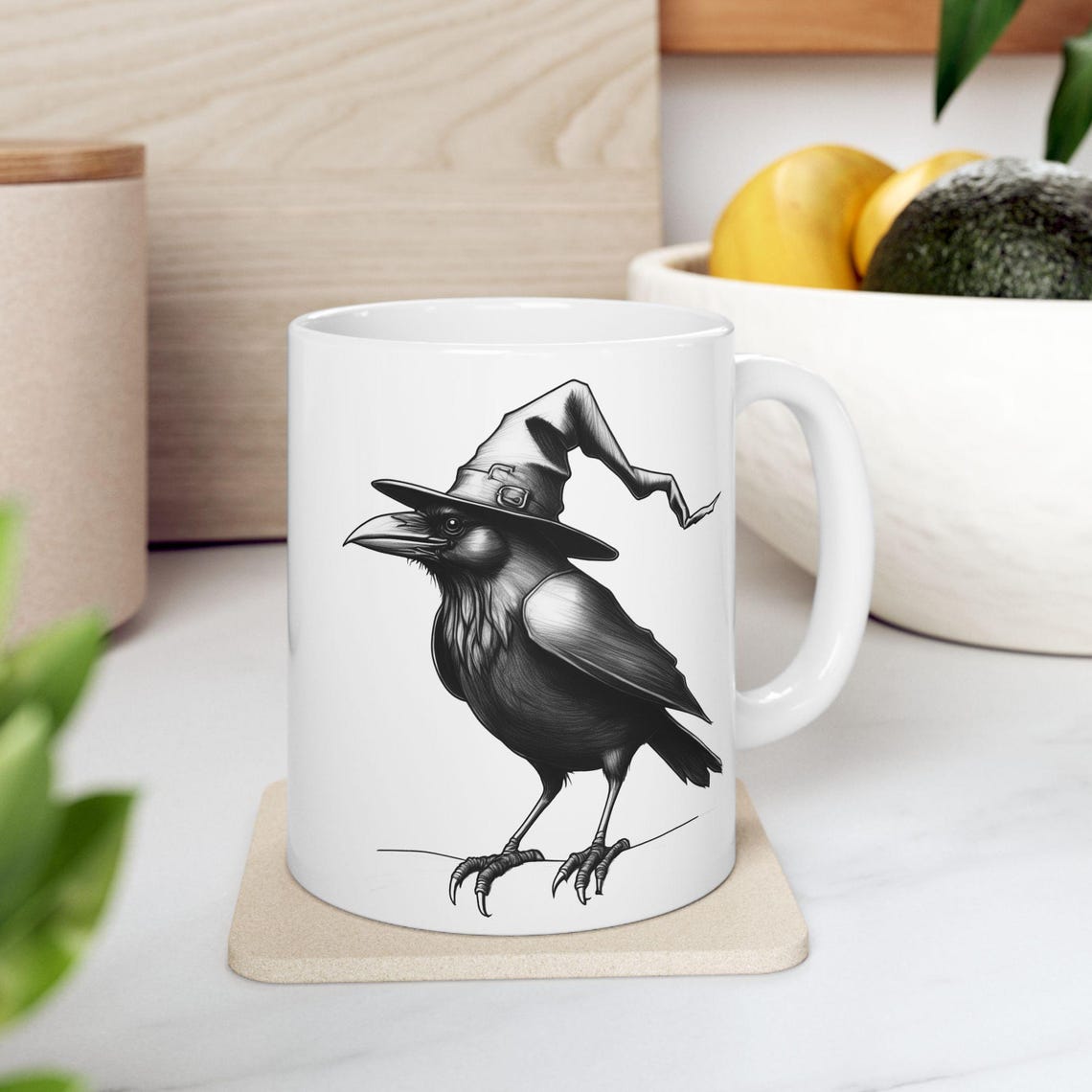 Crow With Hat Coffee Mug, Crow Coffee Cup, Crow Lover Coffee Mug ...
