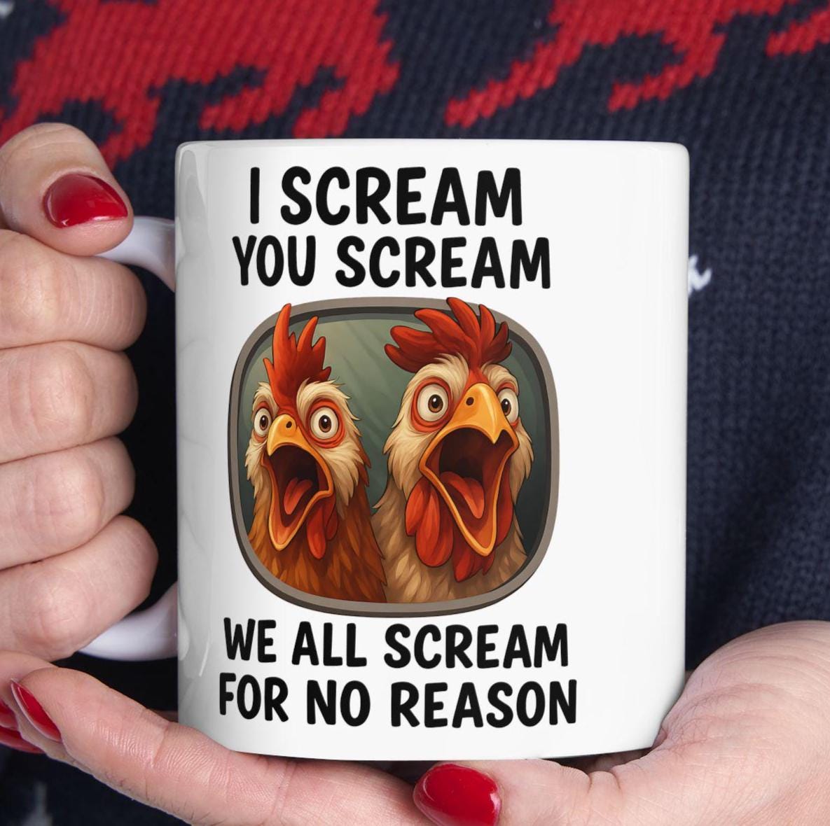 I Scream You Scream Coffee Mug, Funny Rooster Coffee Mug, Roosters ...