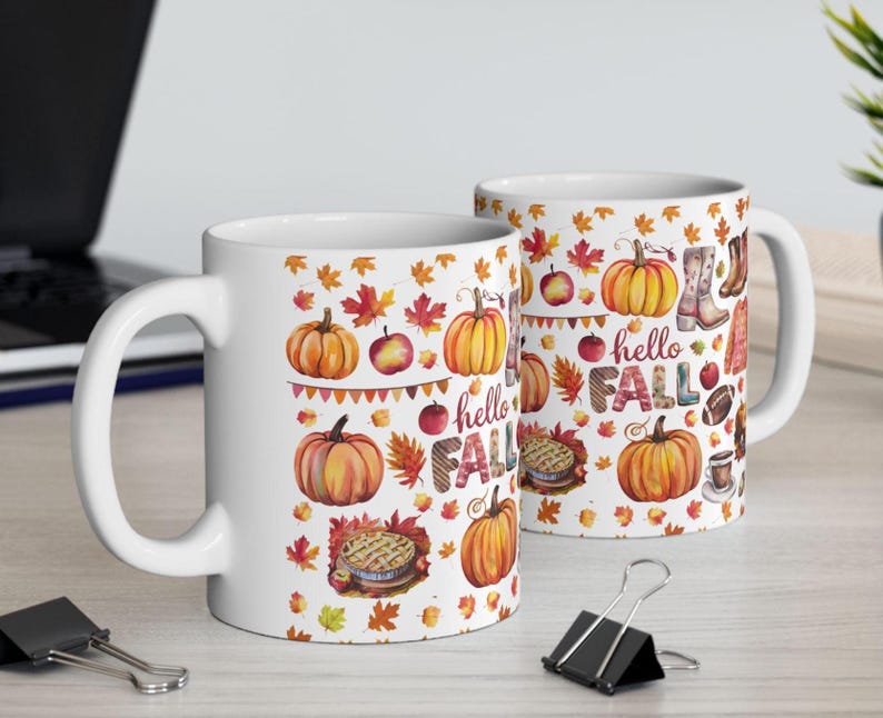 Hello Fall Coffee Mug, Hello Fall Coffee Cup, Fall Season Gift, Autumn ...