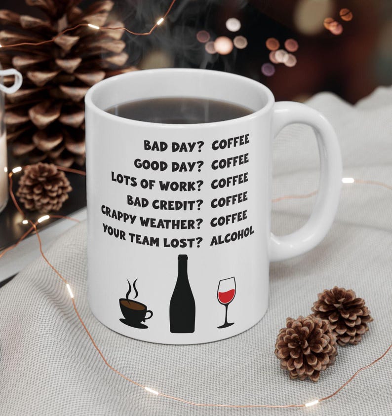 Coffee Logic Coffee Mug, Funny Coffee Cup, Humorous Coffee Mug, Coffee ...