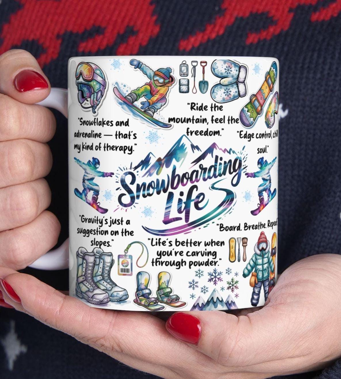 Snowboarding Life Coffee Mug, Snowboard Coffee Cup, Snowboarder ...