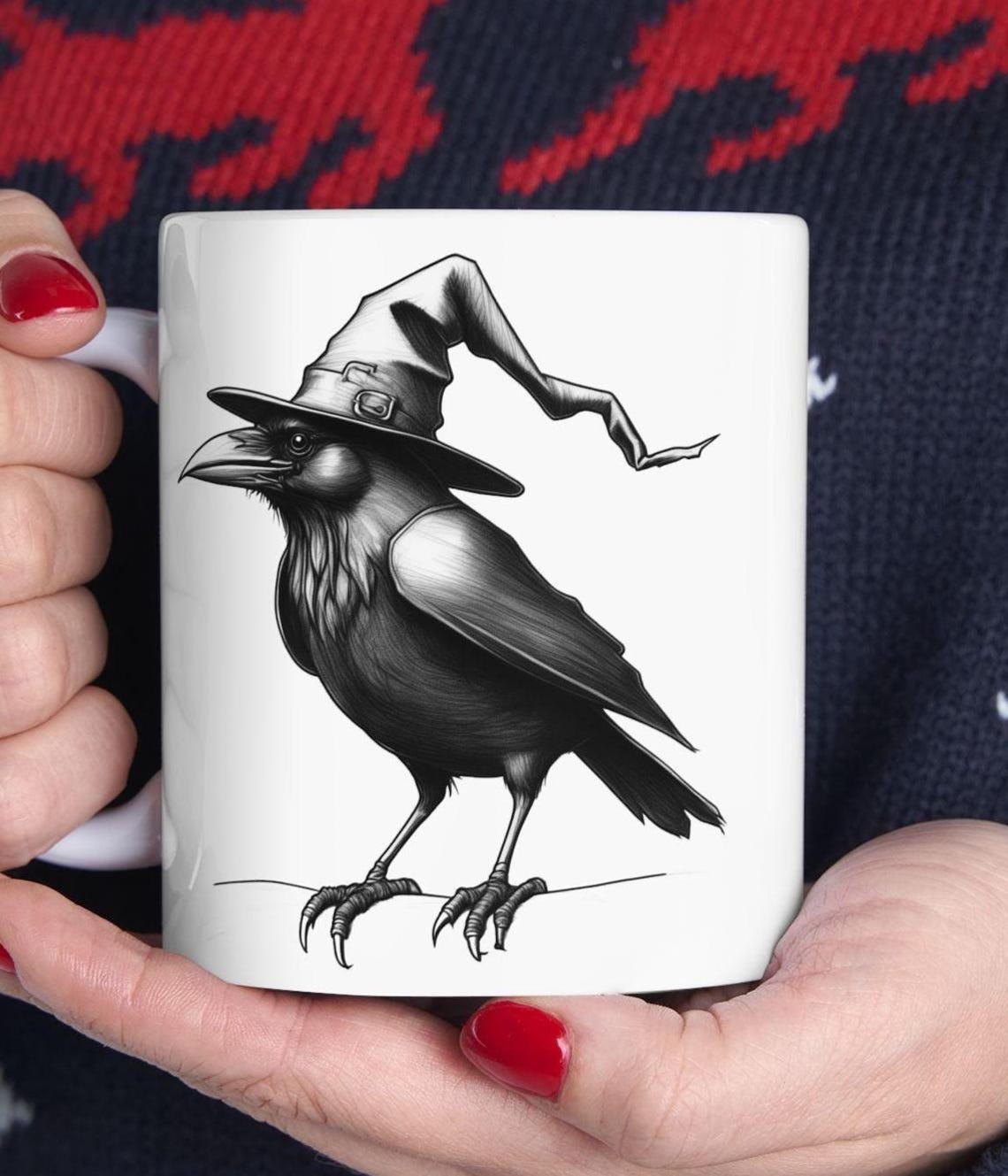 Crow With Hat Coffee Mug, Crow Coffee Cup, Crow Lover Coffee Mug ...