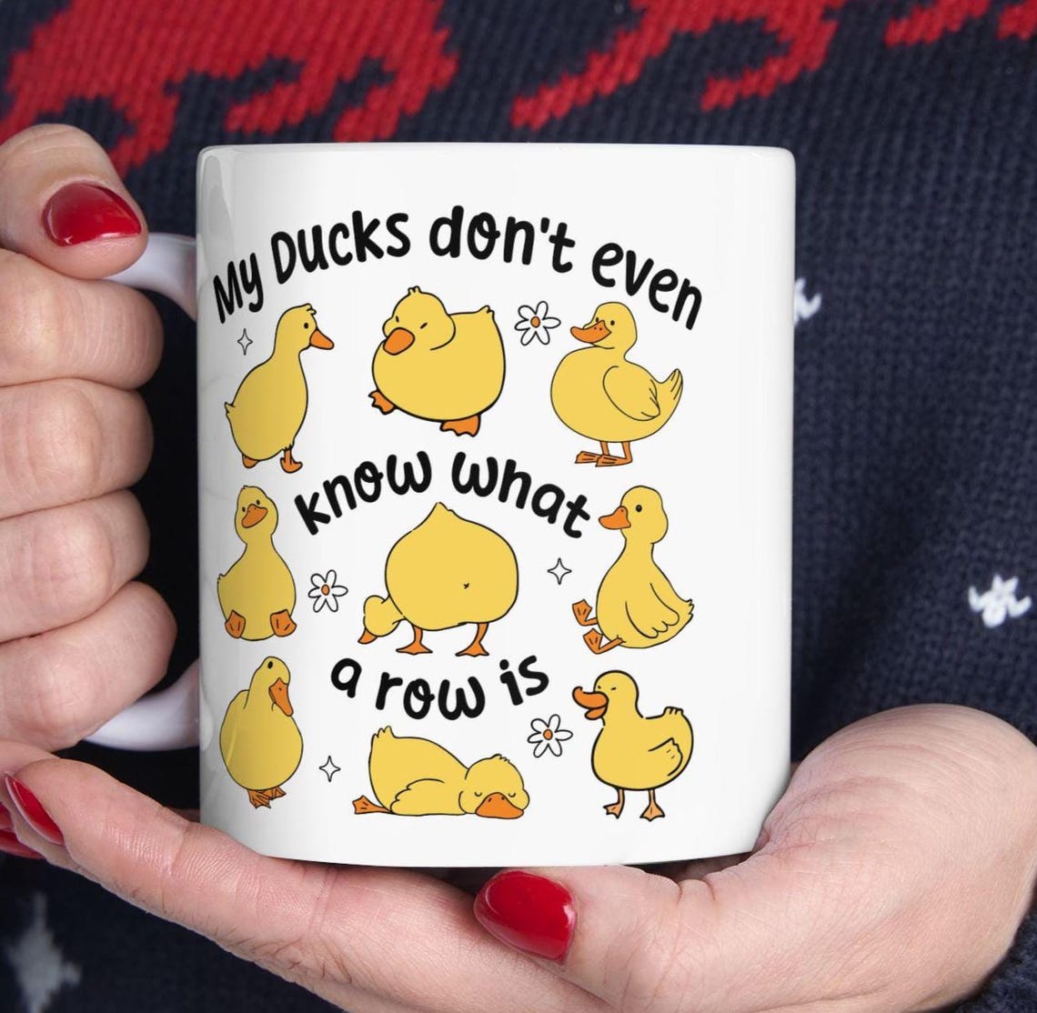 Funny Ducks in a Row Mug, Funny Ducks Coffee Mug, Duck Lover Gift ...