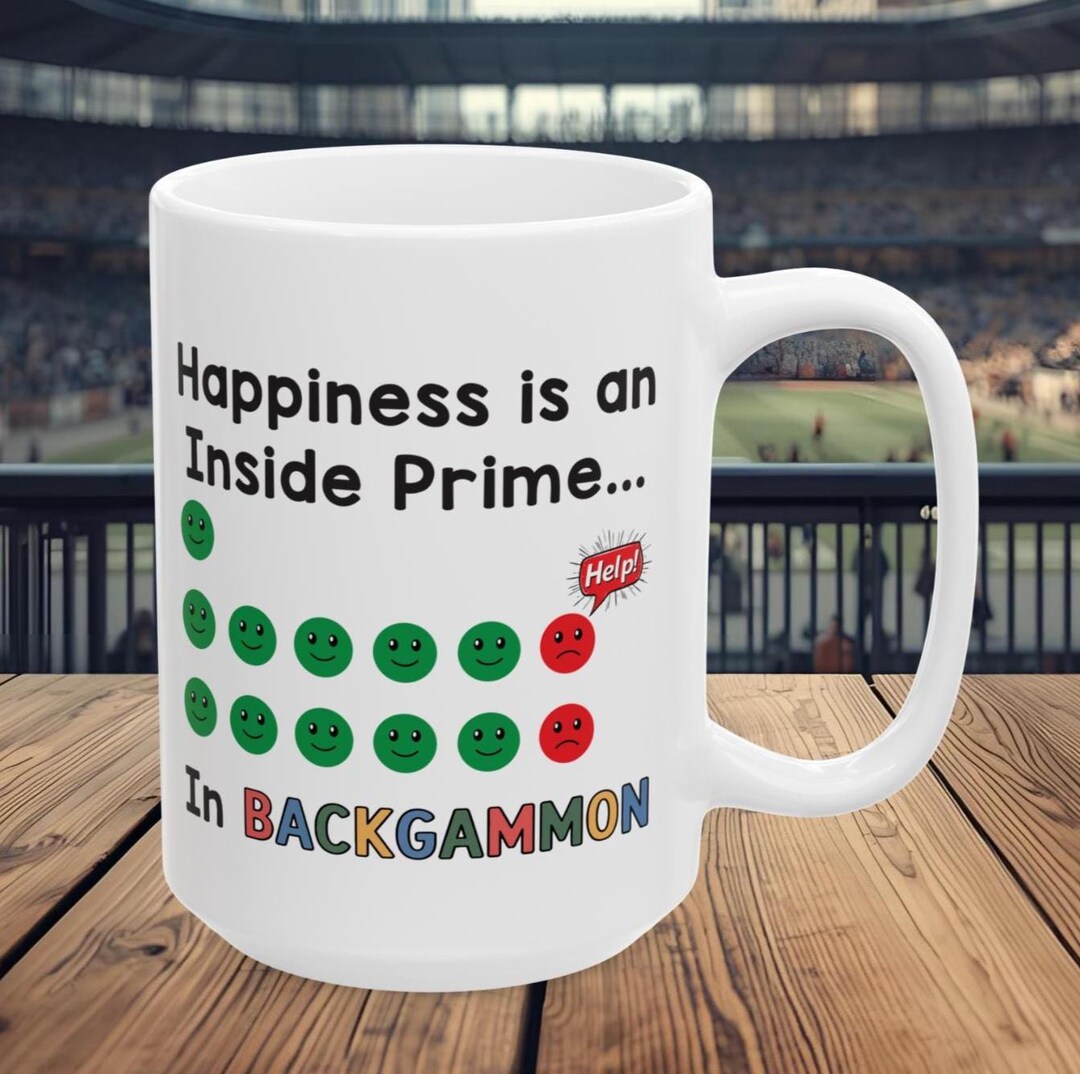 Happiness is an Inside Prime in Backgammon Mug, Funny Backgammon Mug ...