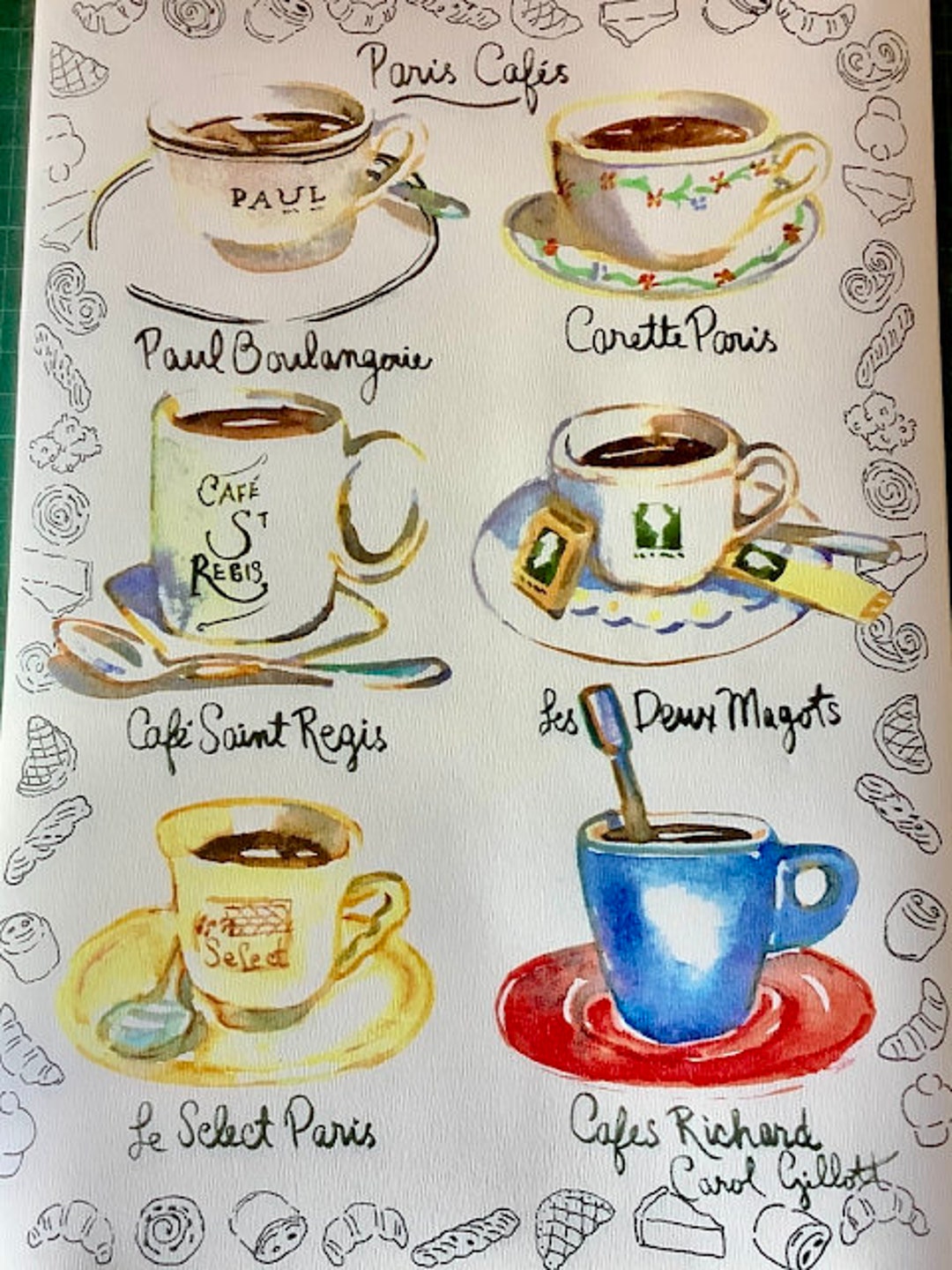 Paris Letter: Café Cups Gift Letter, Single Letter Folded in an ...
