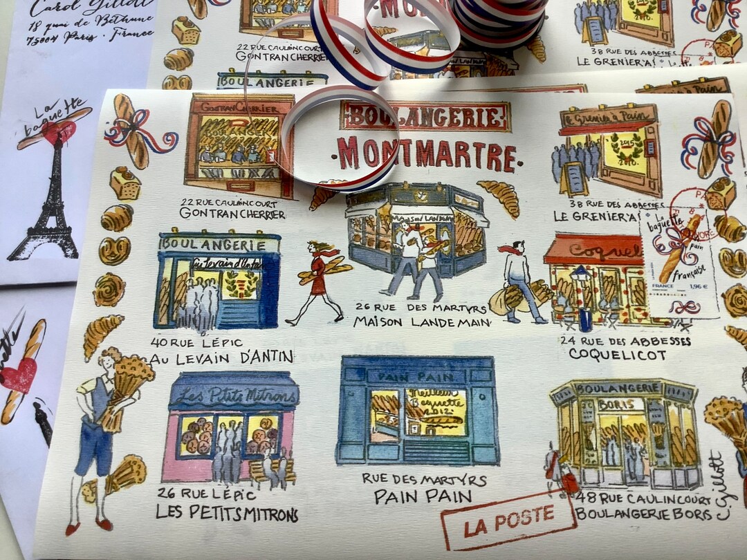 French Baguette Stamp Letter, Gift for Paris Lovers and Foodies, the ...