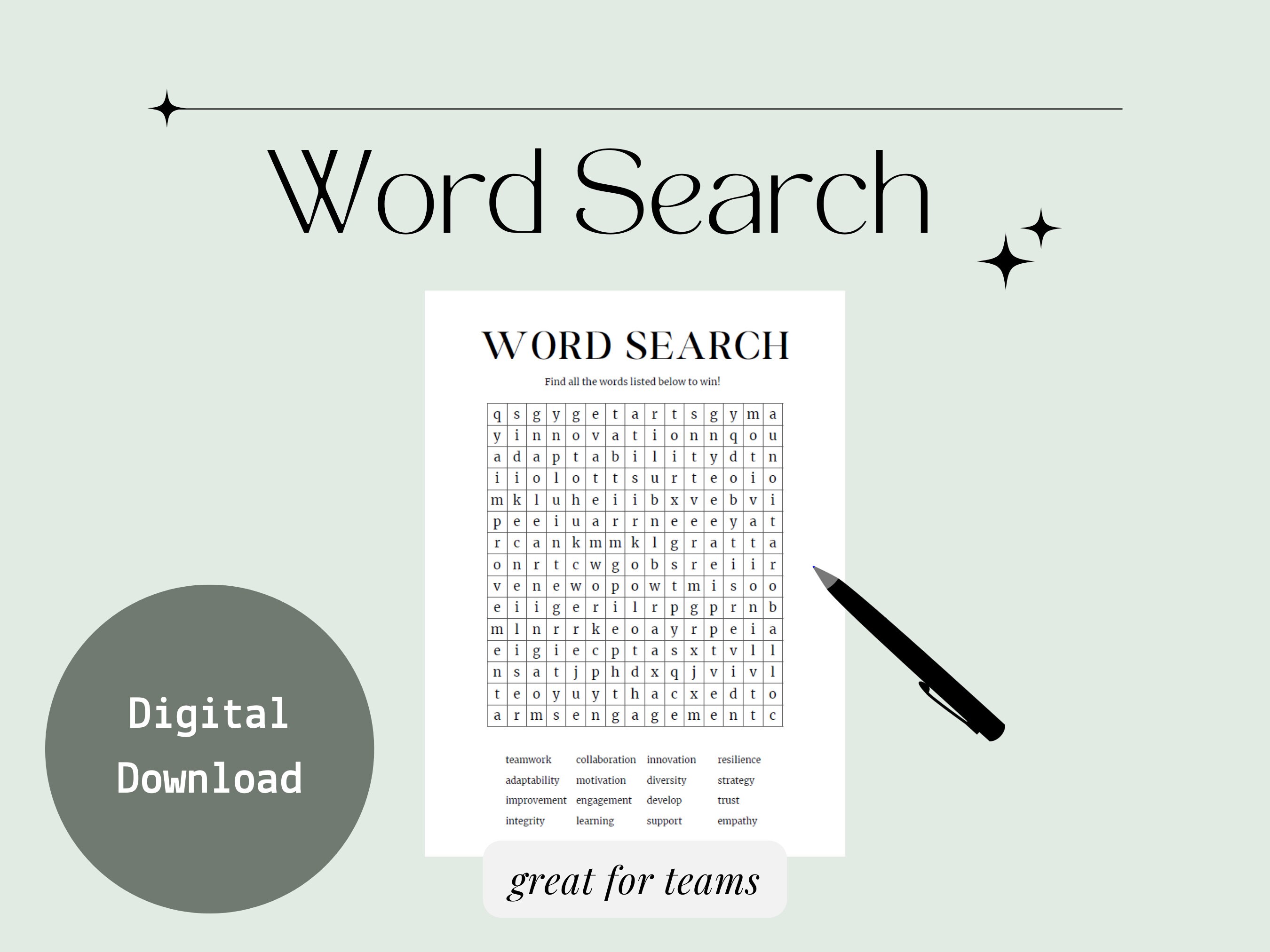 Office Word Search, Find-a-word for Work Party, Downloadable Office ...