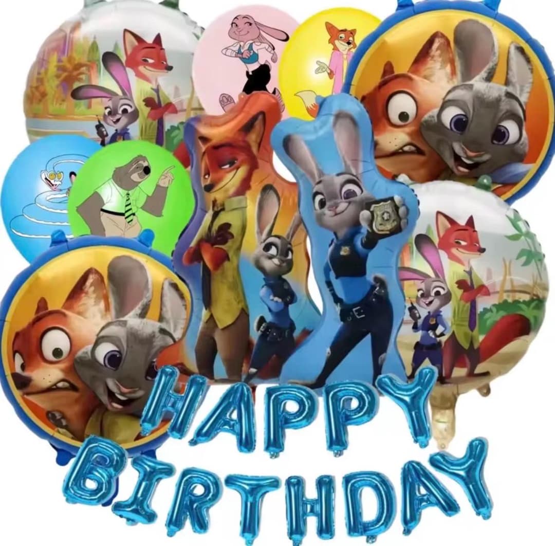 Disney Zootopia Foil Balloon Set Anime Movie Kid Nick Judy the Rabbit ...