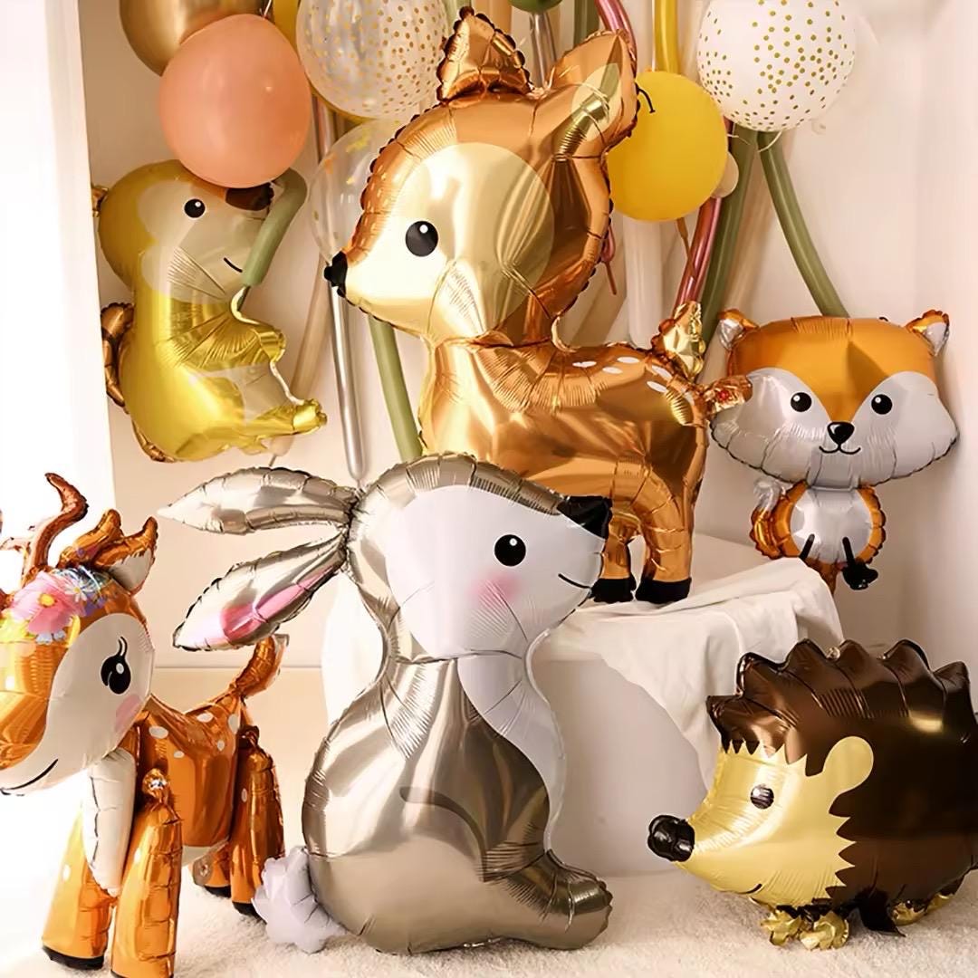 Animal Theme Foil Balloon Deer Rabbit Squirrel Safari Party Decor Adult ...