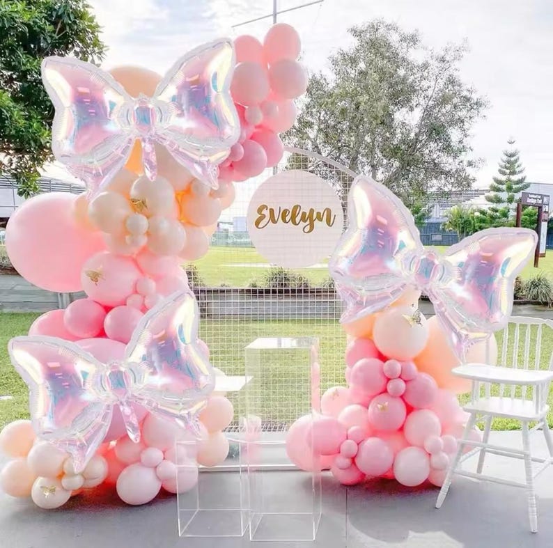Big Hologram Bow Balloon, Bow Party Decorations, Bow Balloons, Bow ...