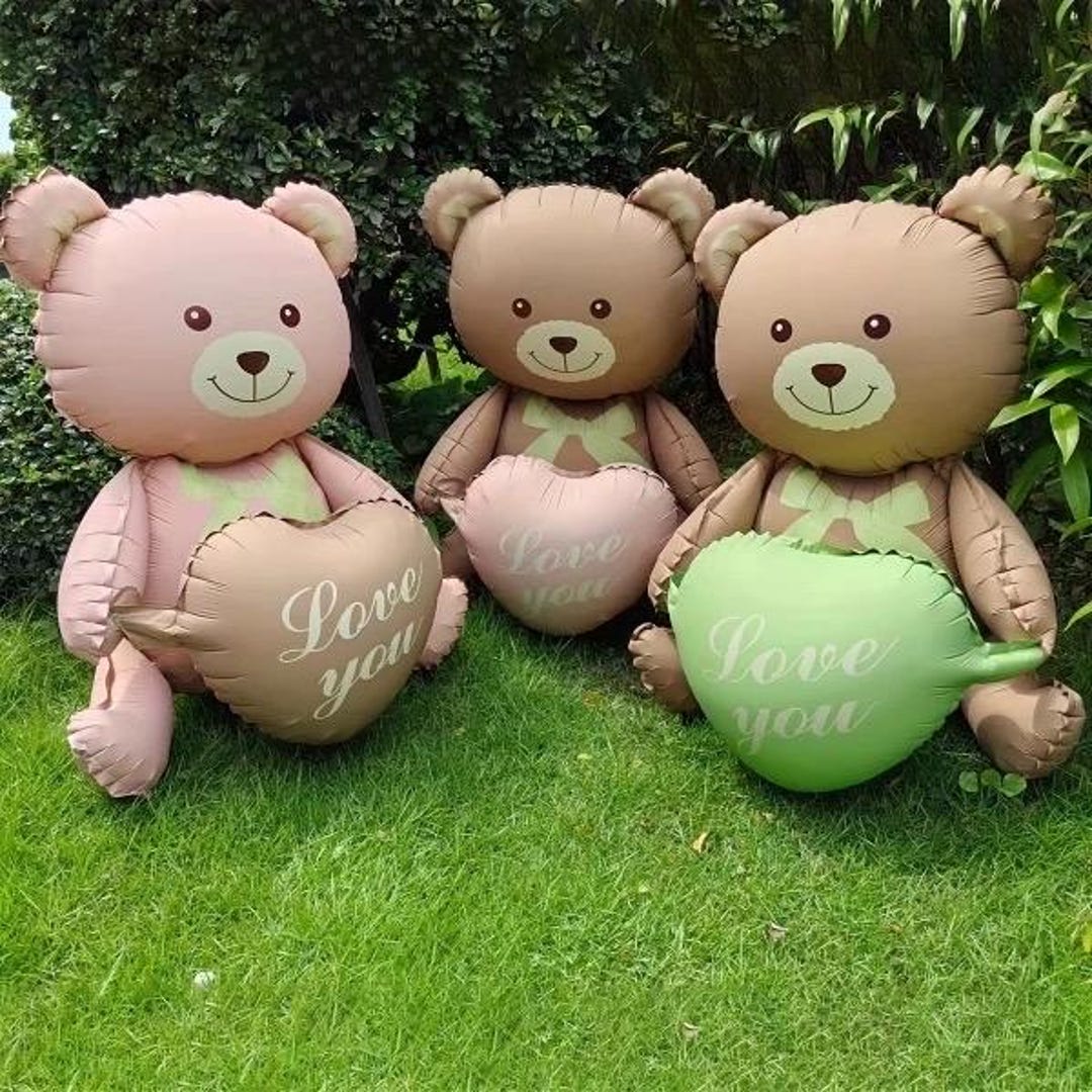 Big Bear Balloon Rainbow Foil Inflated Mylar Bday Balloons Brown Bears ...