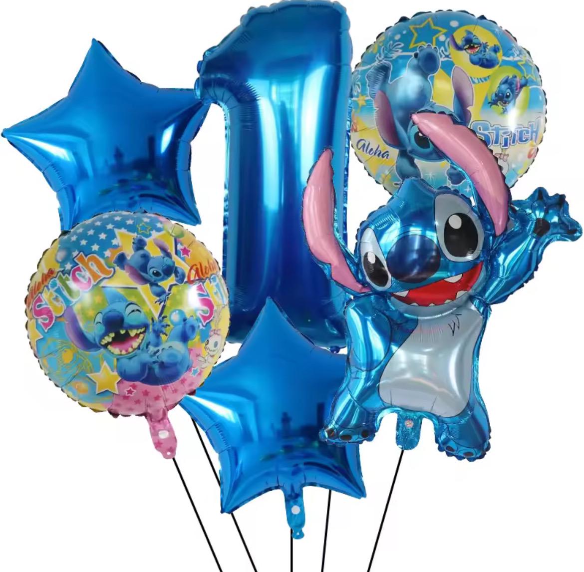 6pcs Disney Lilo & Stitch Party Balloons Stitch 32" Number Balloon Set ...