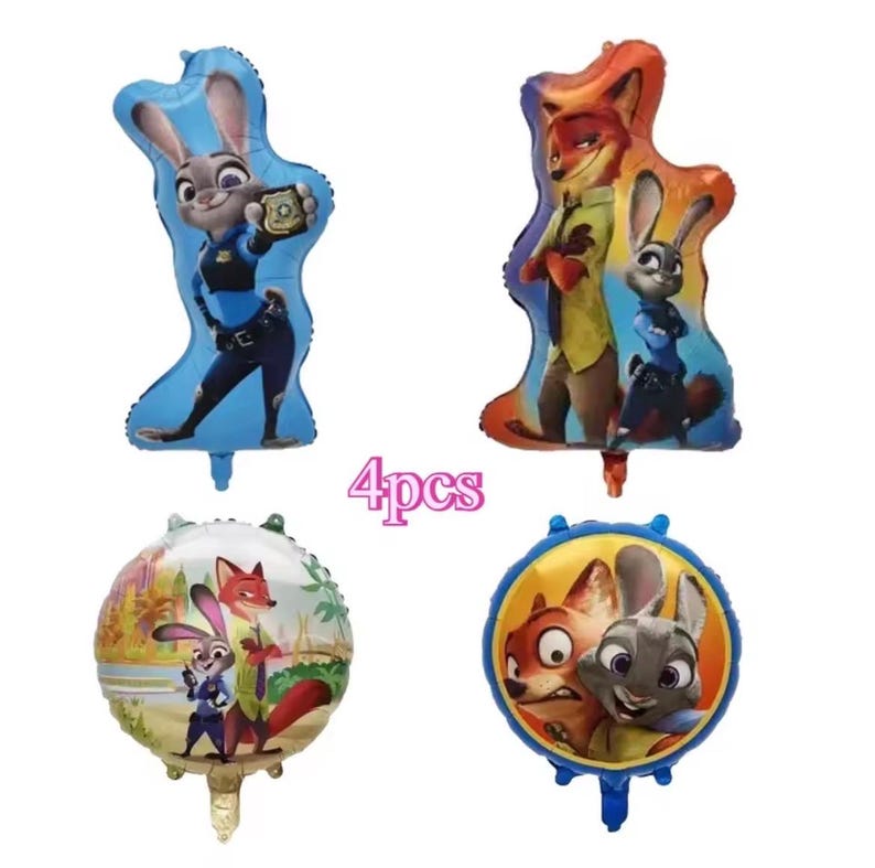 Disney Zootopia Foil Balloon Set Anime Movie Kid Nick Judy the Rabbit ...