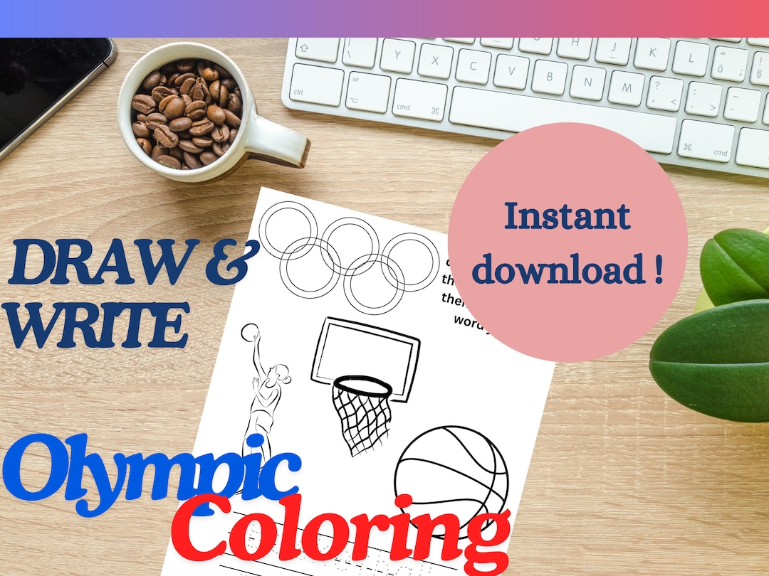 Olympic Basketball Coloring & Writing Activity Printable Educational ...