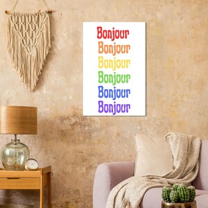 Bonjour Poster Rainbow Colors Premium Matte Print Colorful French Wall ...