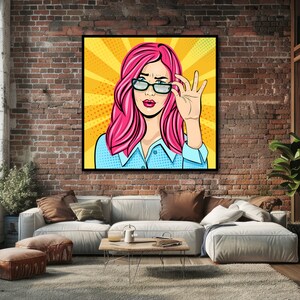 Pop Art Comic Style Canvas, Retro Comic Girl Print, Vibrant Pop Art ...