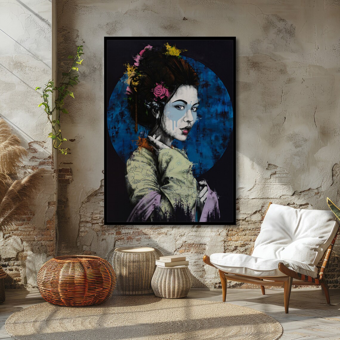 Geisha Elegance Canvas, Fin Dac Art Print, Asian Woman Wall Decor ...