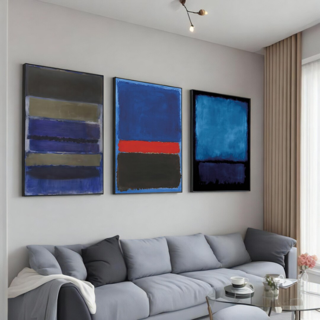 Rothko Style Abstract Art Set Mark Rothko Triptych Canvas Set, Modern ...