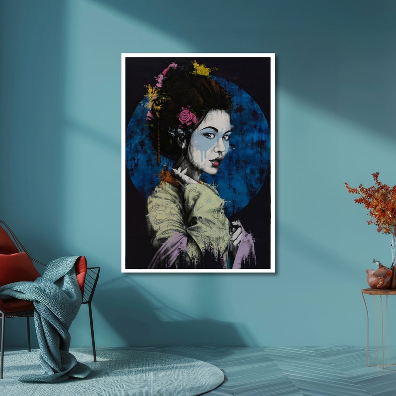 Geisha Elegance Canvas, Fin Dac Art Print, Asian Woman Wall Decor ...