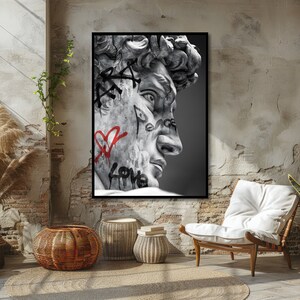 Modern Graffiti David Statue, Urban Street Art Canvas, David Sculpture ...